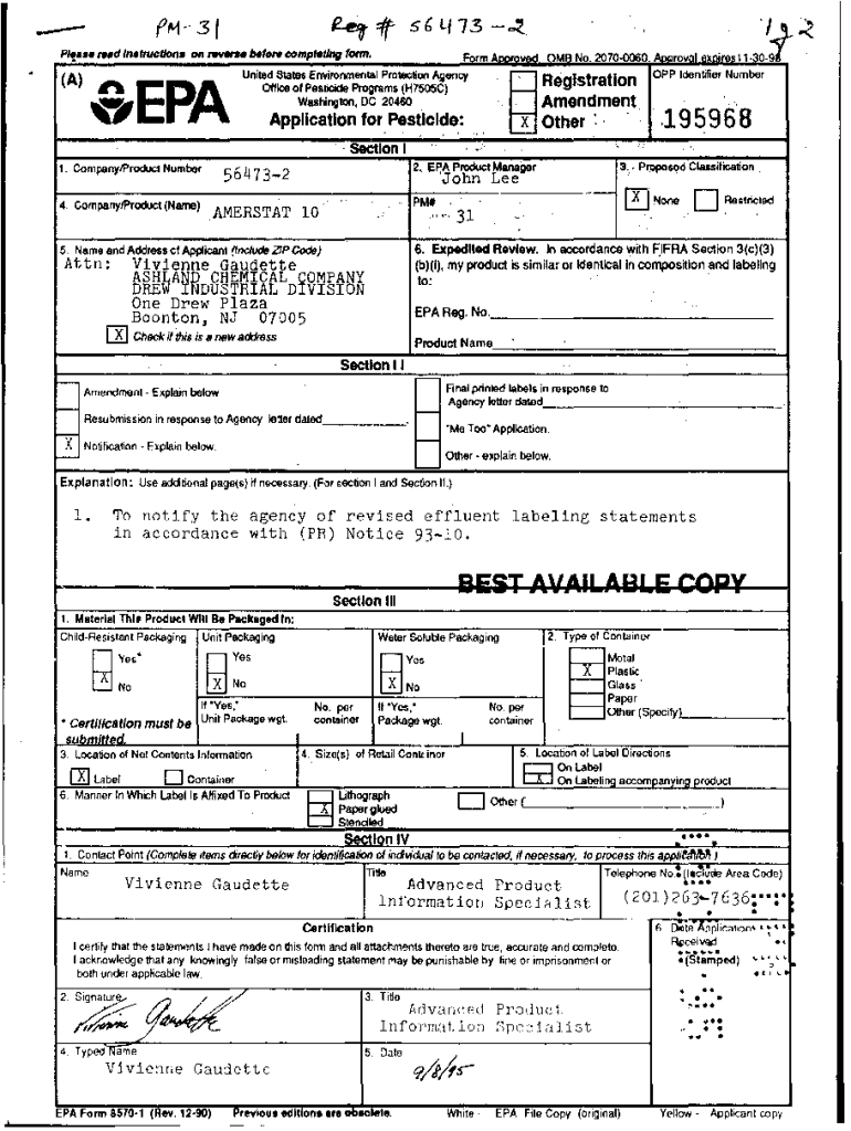 Fillable Online U.S. EPA, Pesticide Product Label, AMERSTAT 10, 09/11 ...