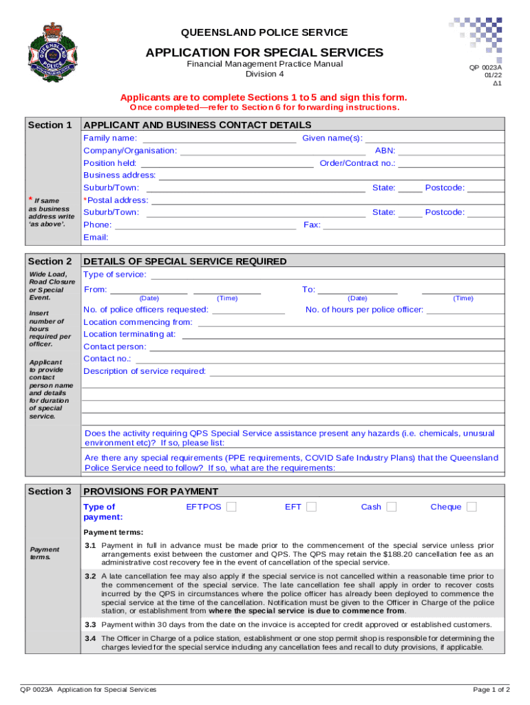 Chapter 10 Special Services - police.qld.gov.au Doc Template | pdfFiller