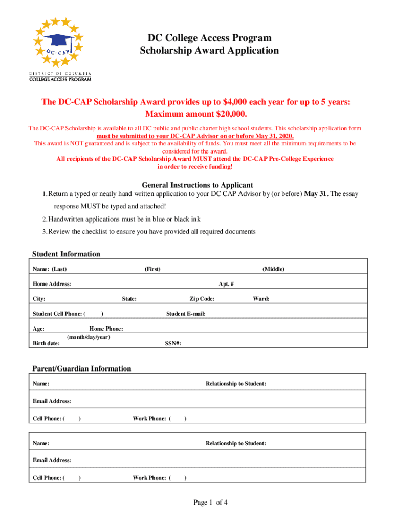 Fillable Online Dc College Access Program: Suggested Addresses For ...