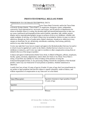 Fillable Online gato-docs its txstate TXST Photo Testimonial Release ...