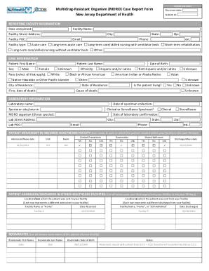 Fillable Online Multidrug-Resistant Organism (MDRO) Case Report Form ...