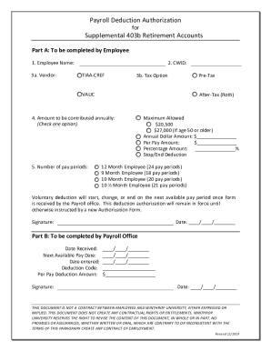 Fillable Online Payroll Deduction Authorization for Supplemental 403b ... Fax Email Print ...