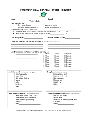 Fillable Online International Travel Request form Fax Email Print ...