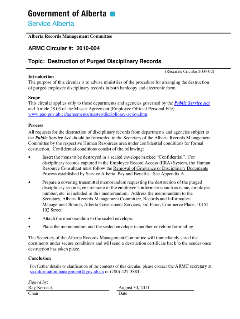 Fillable Online Records Management Certificate of Destruction ...