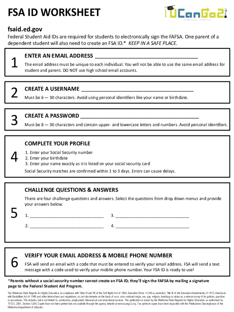 Fillable Online www.bhmschools.orgsitesdefaultFSA ID Worksheet fsaid.ed ...