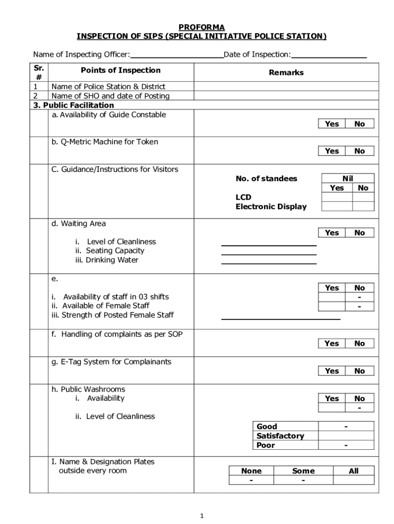 Fillable Online punjabpolice.punjab.gov.pksystemfilesPROFORMA INSPECTION OF SIPS (SPECIAL ...