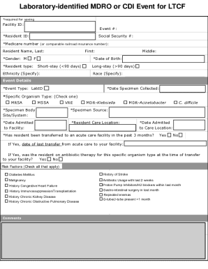 Fillable Online Laboratory-identified MDRO or CDI Event for LTCF Doc ...