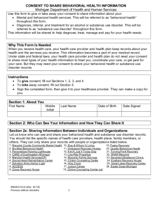 Fillable Online MDHHS - Consent Form - Michigan Fax Email Print - pdfFiller