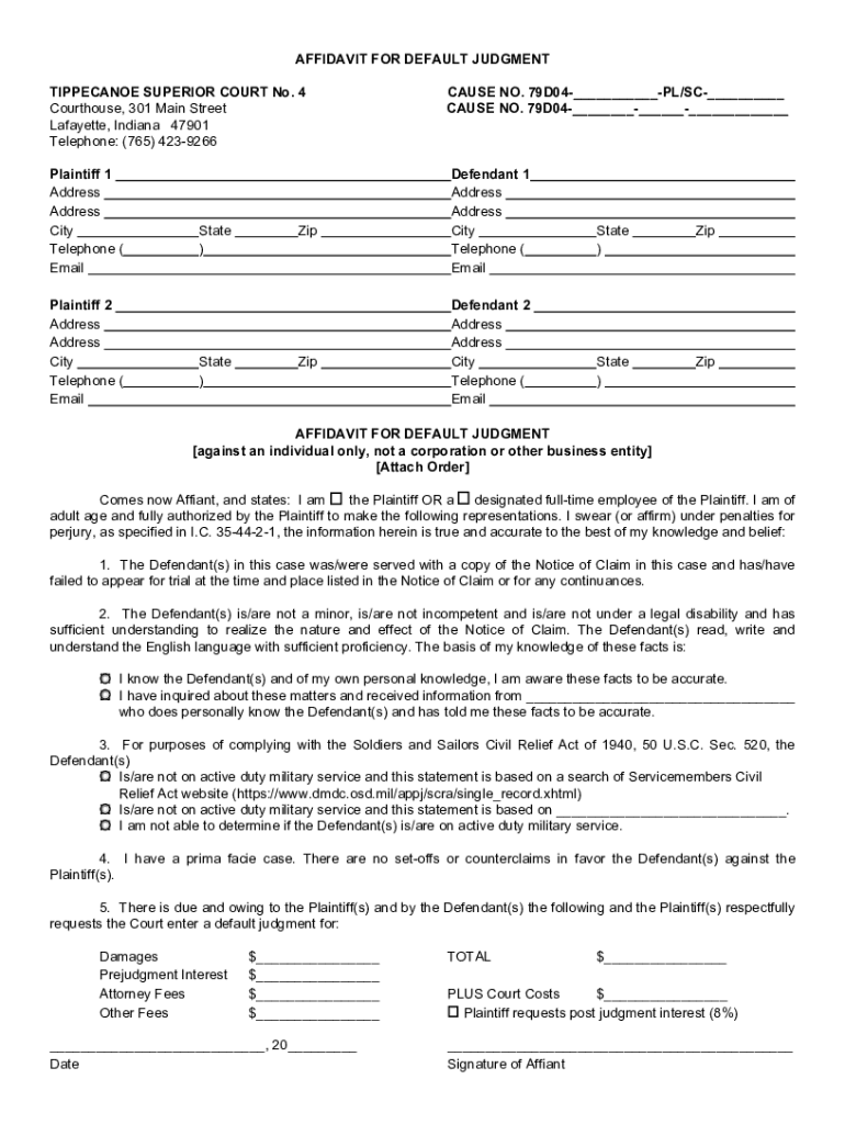 Fillable Online Affidavit For Default Judgment - Mississippi Template ... Fax Email Print ...