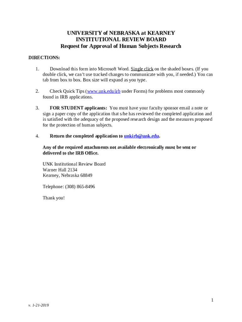 Request for Approval of Human Subjects Research Doc TemplatepdfFiller ...