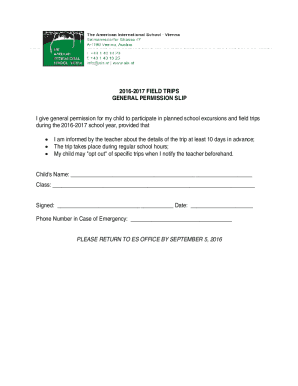 Fillable Online Blank Field Trip Permission Slip Templates & Forms ...