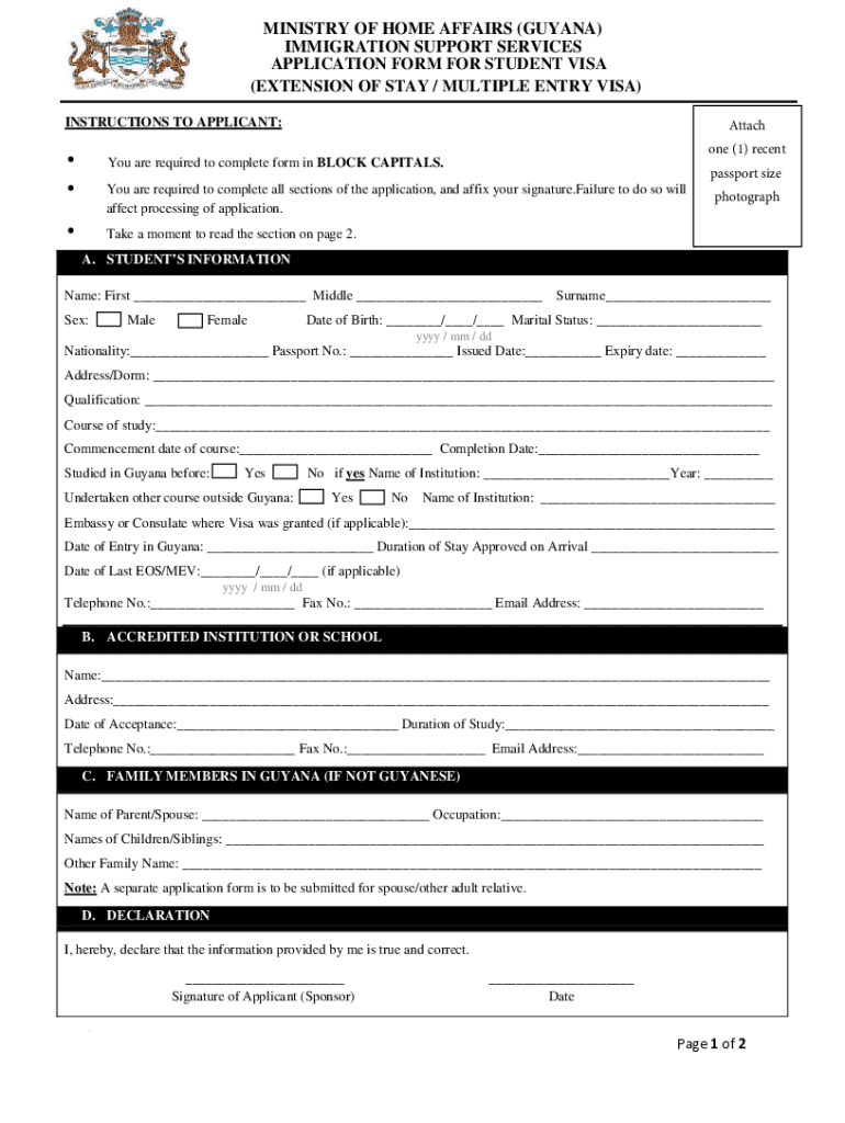 Fillable Online moha gov MINISTRY OF HOME AFFAIRS (GUYANA) MINISTRY OF ...