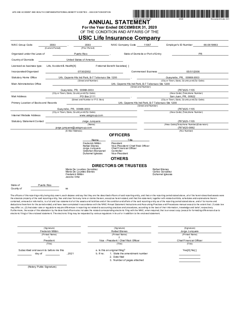 Fillable Online ocs.pr.gov regulados INformes AnualesANNUAL STATEMENT ...