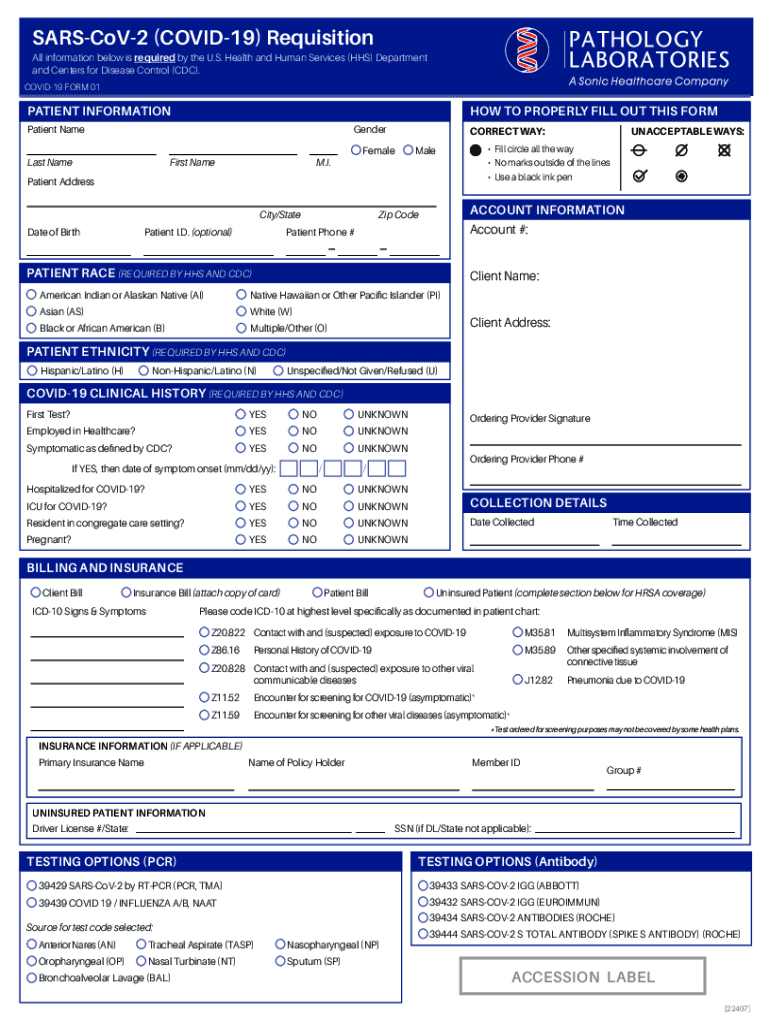 Fillable Online msdh.ms.govmsdhsiteindexSARS-CoV-2 Enhanced Surveillance Submission Requisition ...