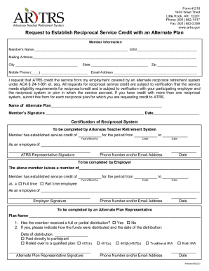 Fillable Online Request to Establish Reciprocal Service Credit with an ...