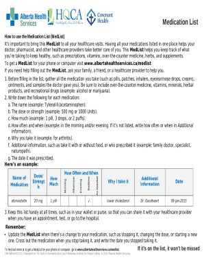 Free Printable Medicine List Template Doc Template | pdfFiller