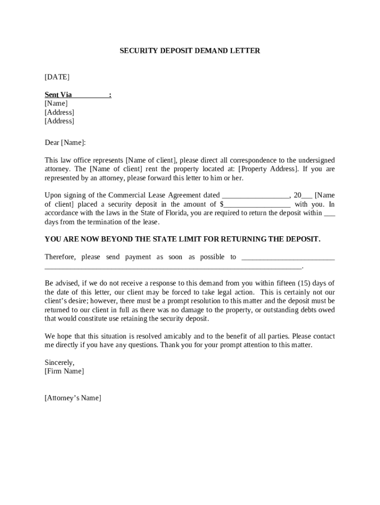 Do you have a sample demand letter to return security ... Doc Template ...