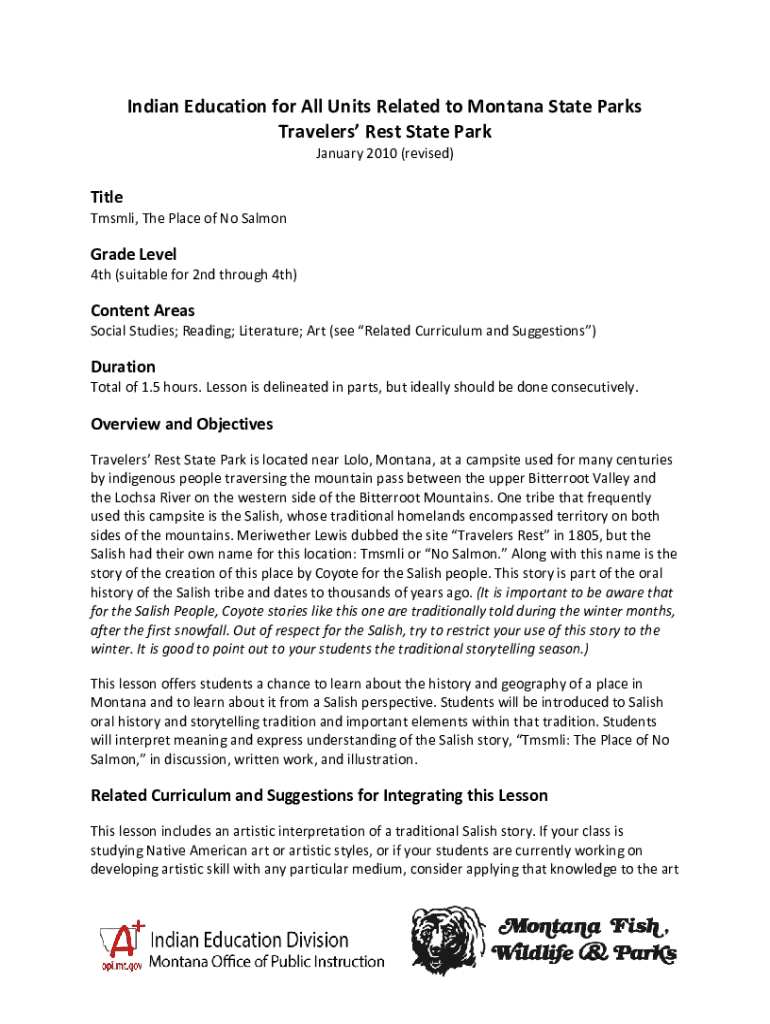 Fillable Online opi mt Travelers' Rest State park. IEFA model social ...