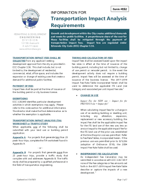 Fillable Online INFORMATION FOR - Transportation Impact Analysis ...