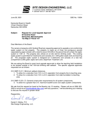 Fillable Online 94 Quidnet Road BOH Variance Request letter 6-25-21 ...