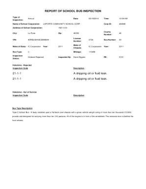 Fillable Online secure in REPORT OF SCHOOL BUS INSPECTION 21-1-1 A ...