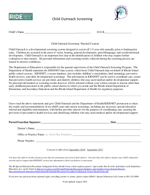 Fillable Online Child Outreach Screening - Early Childhood Special ...