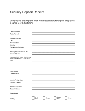 Fillable Online Free Security Deposit Receipt Template ...