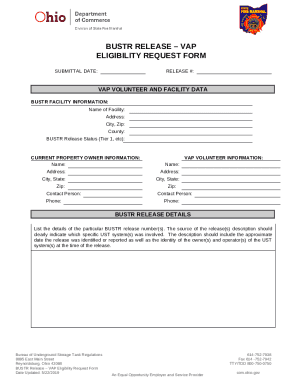 Get the free bustr release vap eligibility request ... Doc Template ...