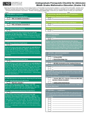 Fillable Online Undergraduate Prerequisite Checklist for Admission ...
