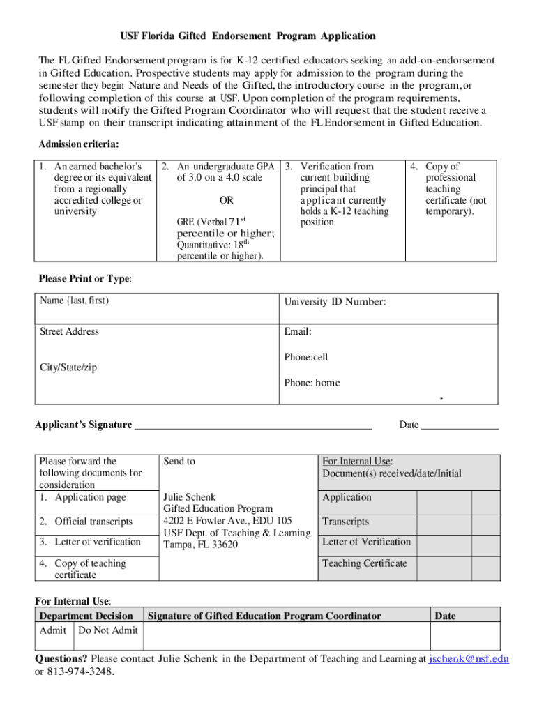 Fillable Online Fillable Online coedu usf allinurl online gifted form ...