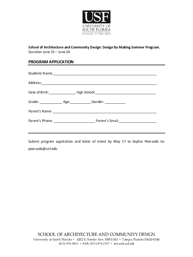 Fillable Online USF SACD Design by Making Program Application Fax Email ...