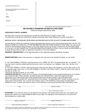 Fillable Online Commonly Recorded Revocable Transfer on Death Deed Form ...