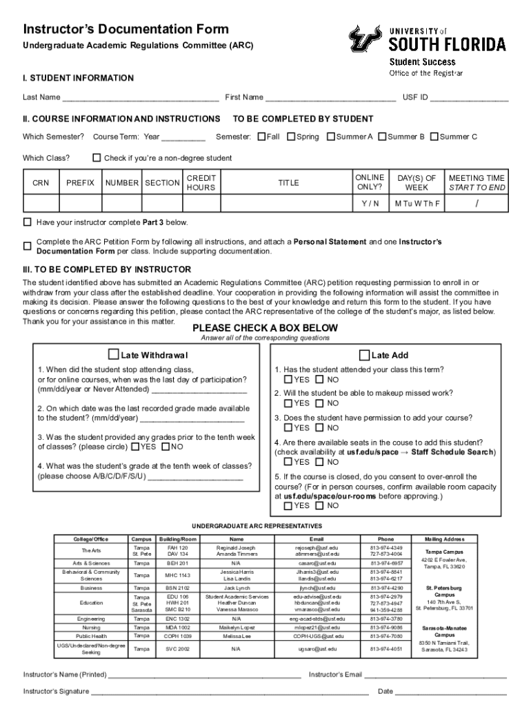Fillable Online ARC Late Withdrawal Process Guide + FormsARC Late ...