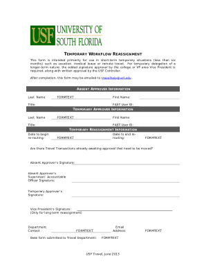 Temporary Workflow Reassignment Doc Template | pdfFiller