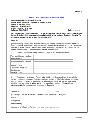 Fillable Online Sample Letter Notification As Non Reporting Entity Fax ...