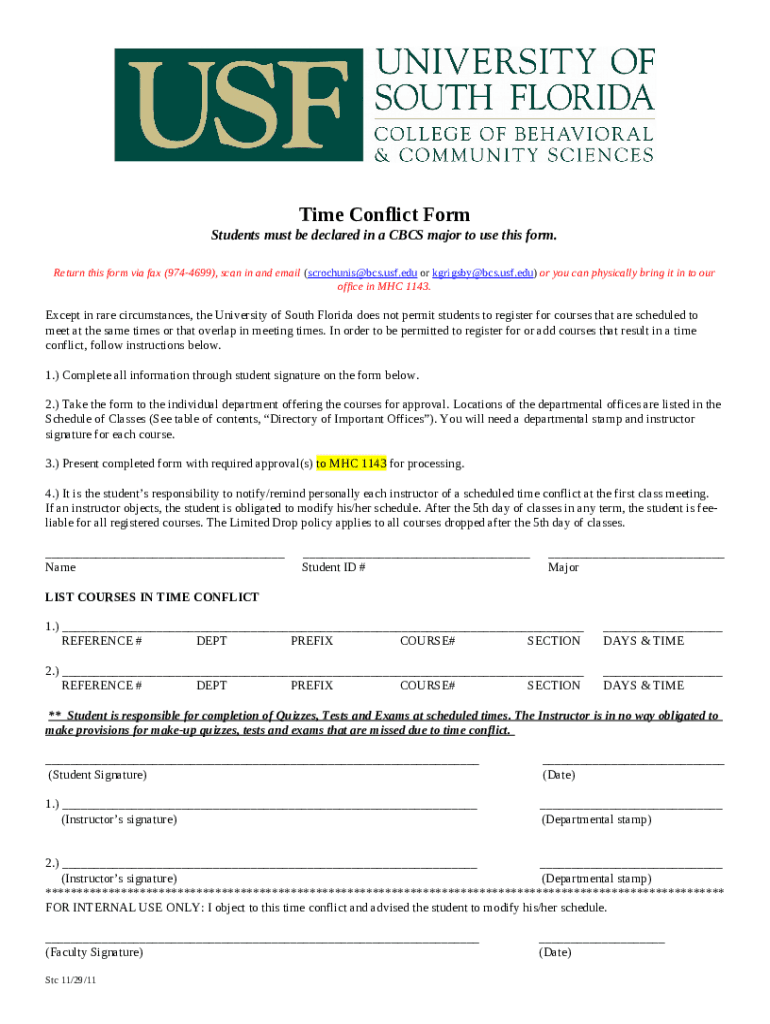 TIME CONFLICT AUTHORIZATION - kent.edu Doc Template | pdfFiller