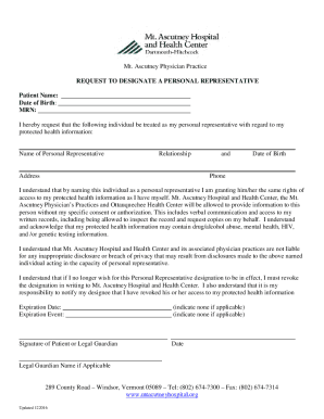 Fillable Online Request to Designate a Personal Representative form Fax ...