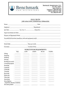Fillable Online JOB ANALYSIS / ESSENTIAL DEMANDS Fax Email Print ...