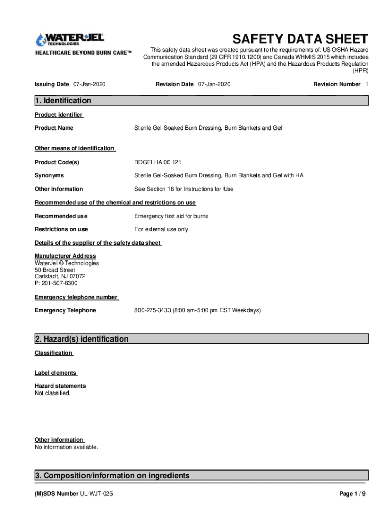 Fillable Online SAFETY DATA SHEET - Global Industrial Fax Email Print ...