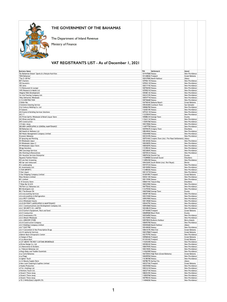 Fillable Online inlandrevenue finance gov www.bahamas.gov ...