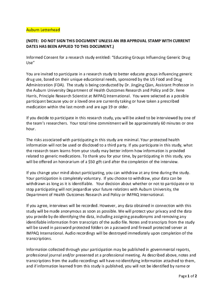 Fillable Online Auburn Letterhead (NOTE: DO NOT SIGN THIS DOCUMENT ...