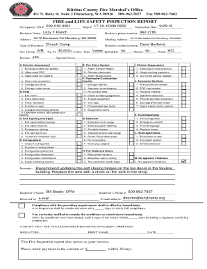 Fillable Online Fire Inspection form - Kittitas County WA Fax Email ...