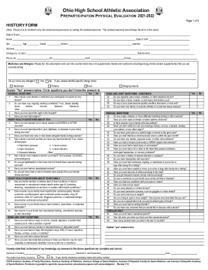 Fillable Online www.ohsaa.orgmedicinephysicalexamformPre-Participation ...