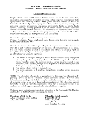 Fillable Online Contractor Disclosure Forms Chapter 10 of the Laws of ...