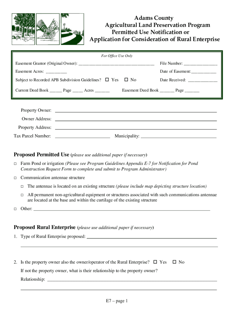 Fillable Online Adams County Agricultural Land Preservation Program - FIC Fax Email Print ...