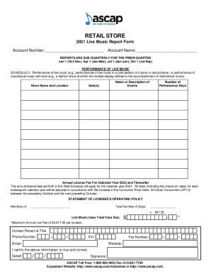 Fillable Online www.songwize.commediaRetail Store ASCAP Music License ...