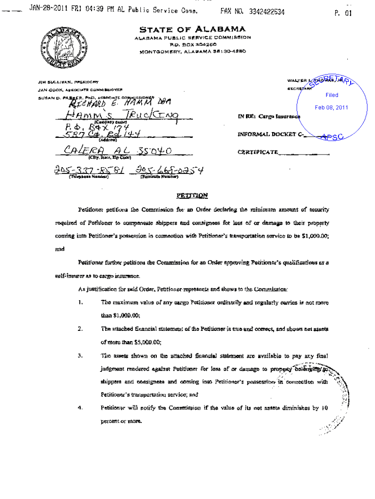 Fillable Online www.pscpublicaccess.alabama.govpscpublicaccessPR242012 ...