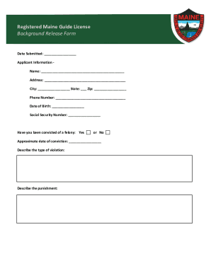 Fillable Online Registered Maine Guide License Background Release Form ...