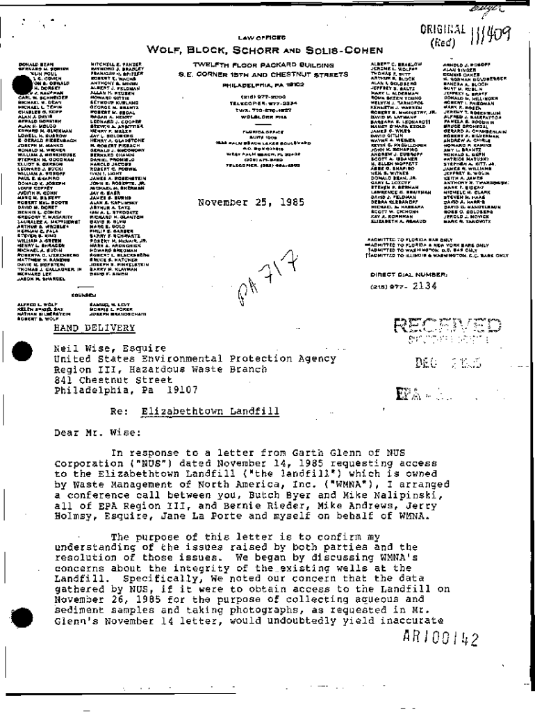 Fillable Online semspub.epa.govwork03f * x * ORIGINAL WOLF, BLOCK ...