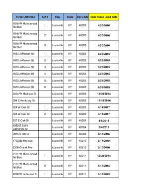 Fillable Online Street Address Apt # City State Zip Code Date made Lead ...